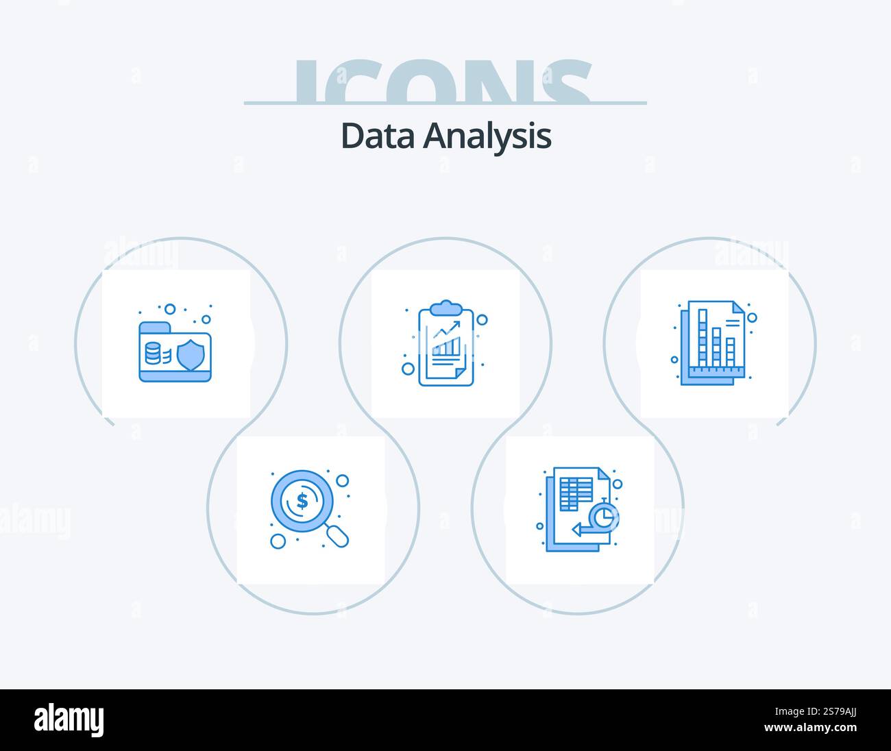 Data Analysis Blue Icon Pack 5 Icon Design. seo. business. timeline ...