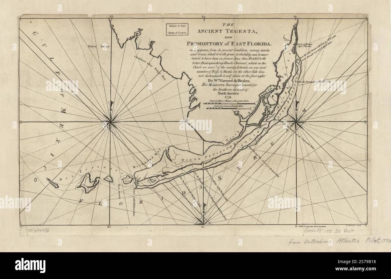 The Ancient Tegesta, now Promontory of East Florida. 1772 by De Brahm ...