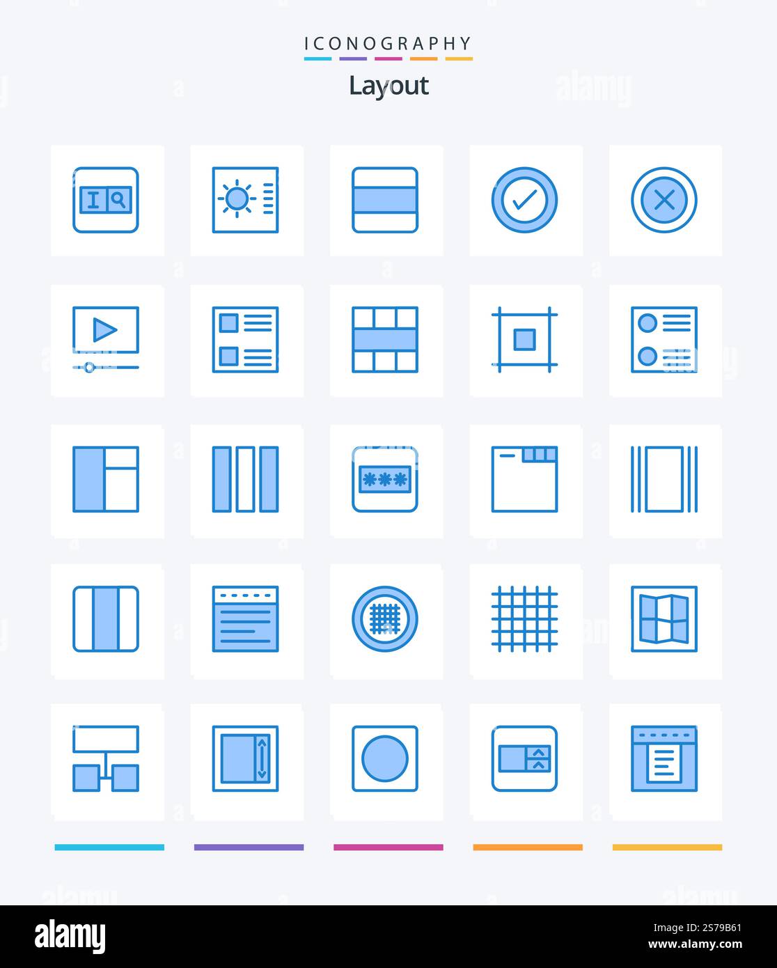 Creative Layout 25 Blue icon pack Such As checkbox. movie. stack ...