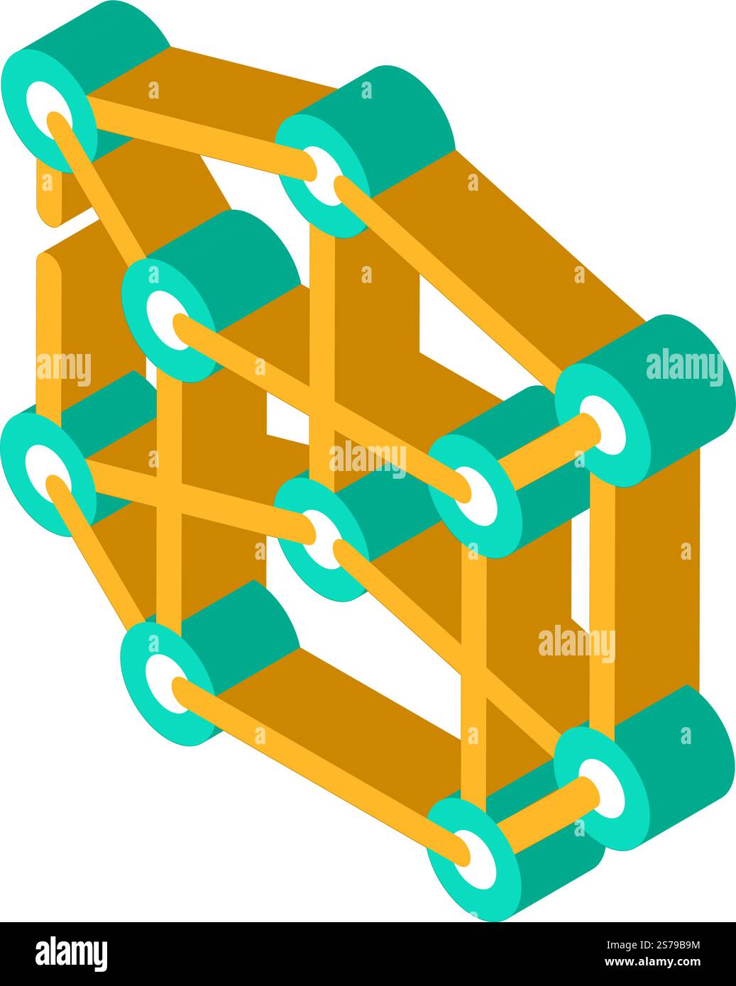 Particle Molecular Structure Isometric Icon Vector Particle Molecular Structure Sign Isolated