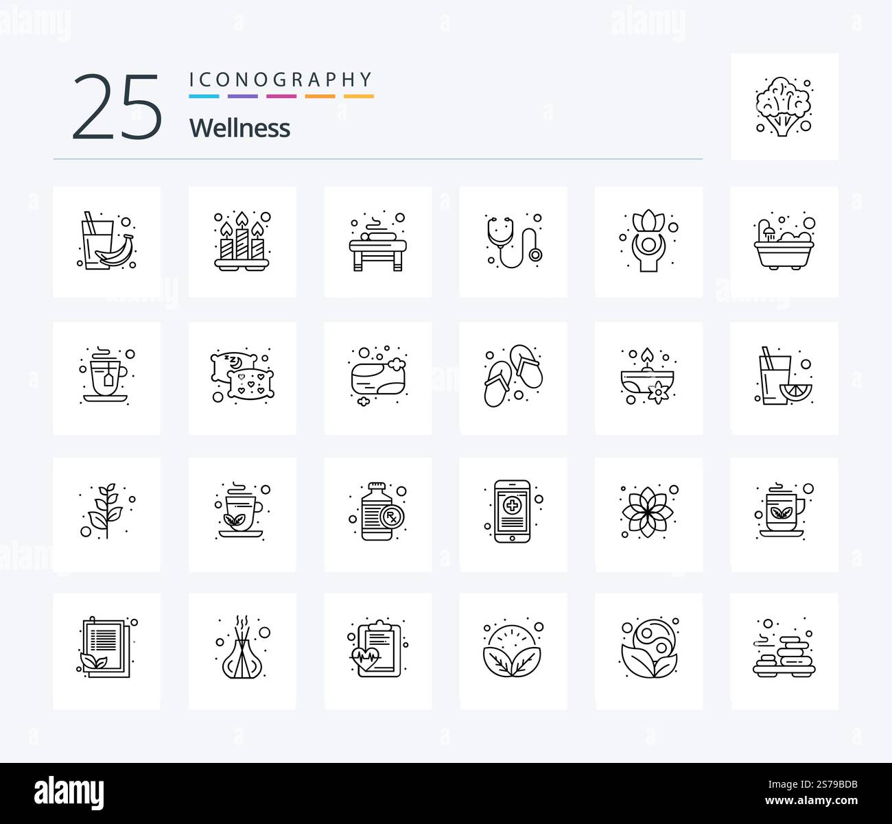 Wellness 25 Line icon pack including exercise. medicine. tray. hospital ...
