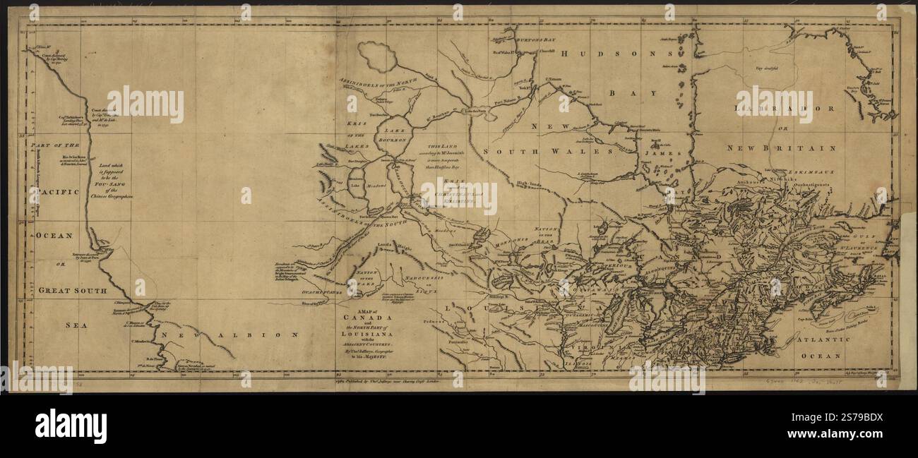 A map of Canada and the north part of Louisiana with the adjacent ...