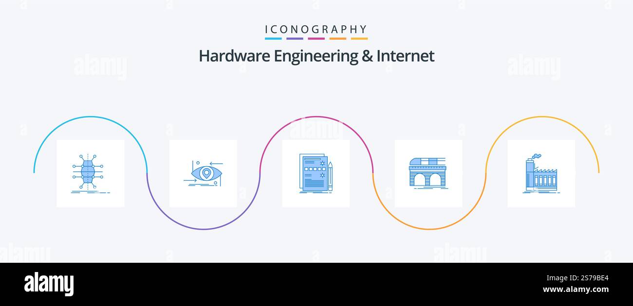 Hardware Engineering And Internet Blue 5 Icon Pack Including railway ...