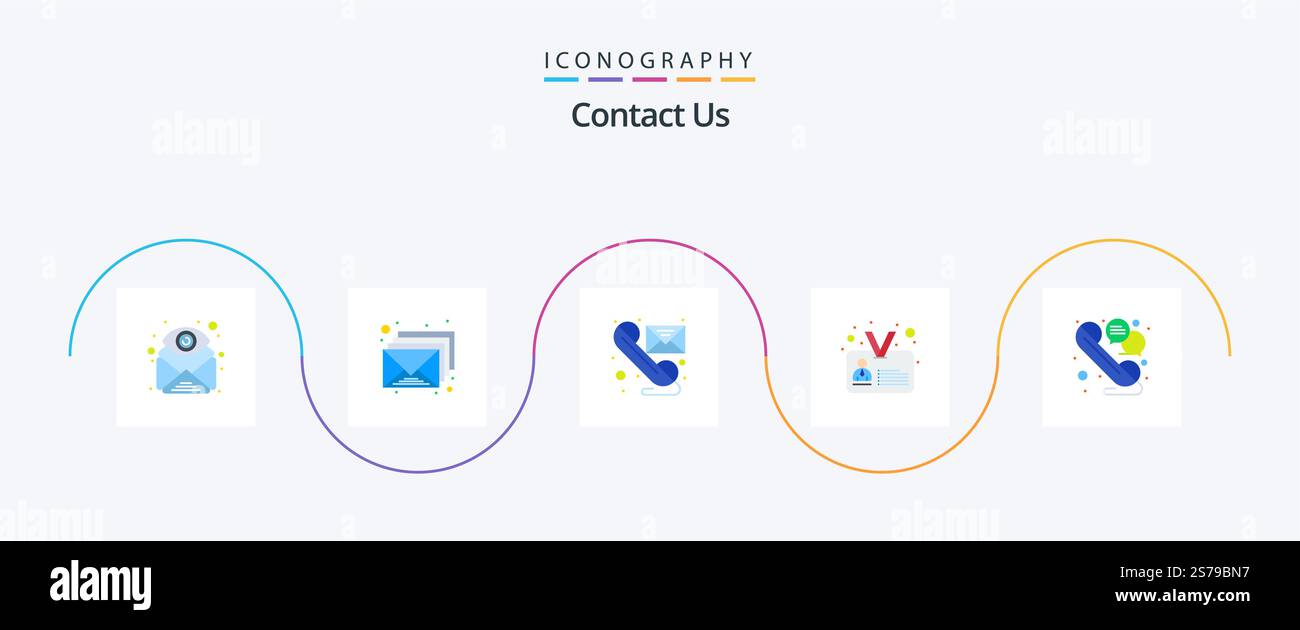 Contact Us Flat 5 Icon Pack Including user. identification. envelop. id ...