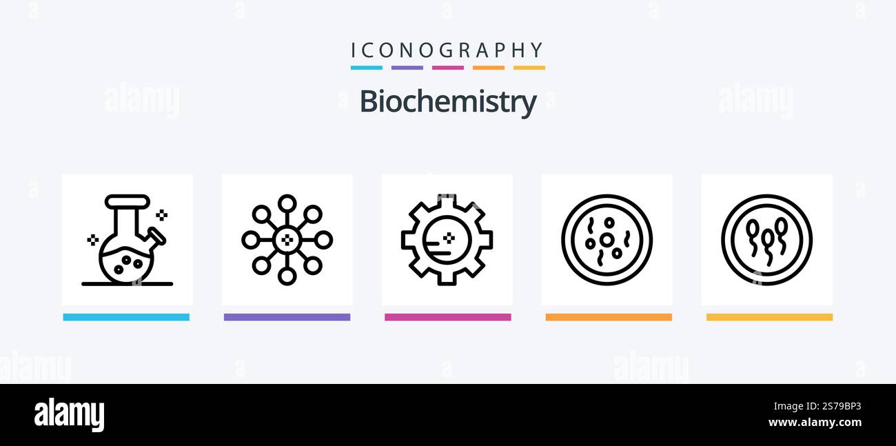 Biochemistry Line 5 Icon Pack Including biology. atom. test. chemistry ...