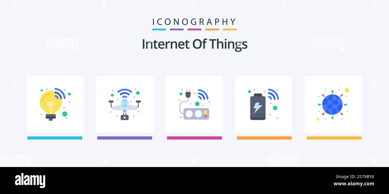 Internet Of Things Flat 5 Icon Pack Including internet. internet. smart ...