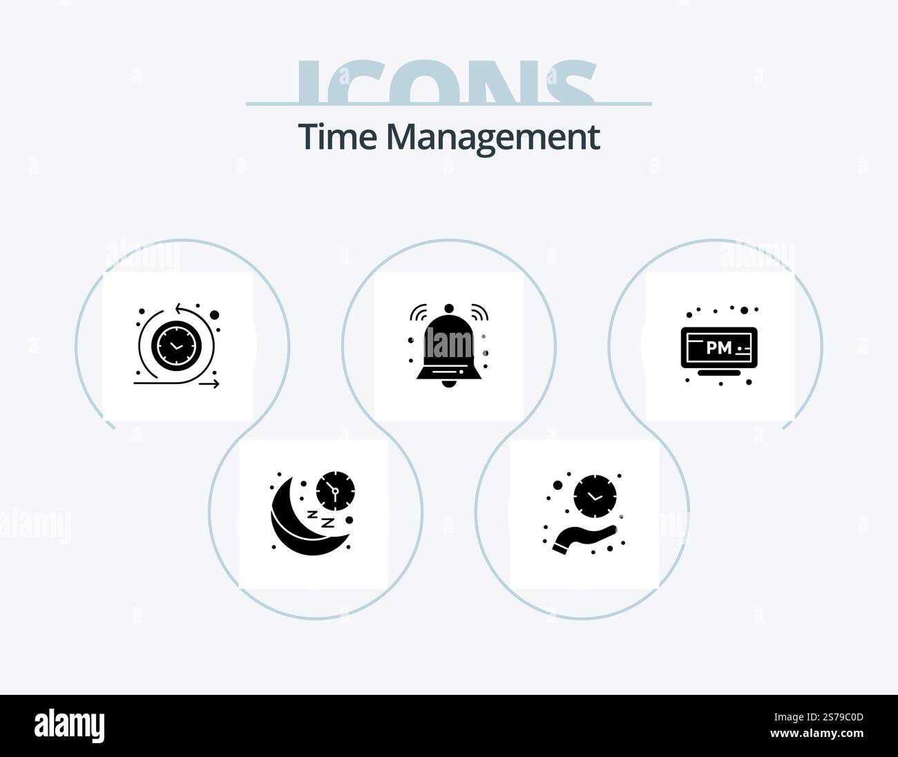 Time Management Glyph Icon Pack 5 Icon Design. signal. bell. time ...