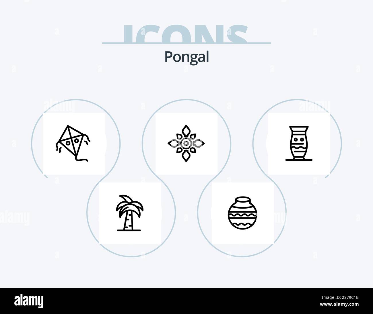 Pongal Line Icon Pack 5 Icon Design. . sun Stock Vector Image & Art - Alamy