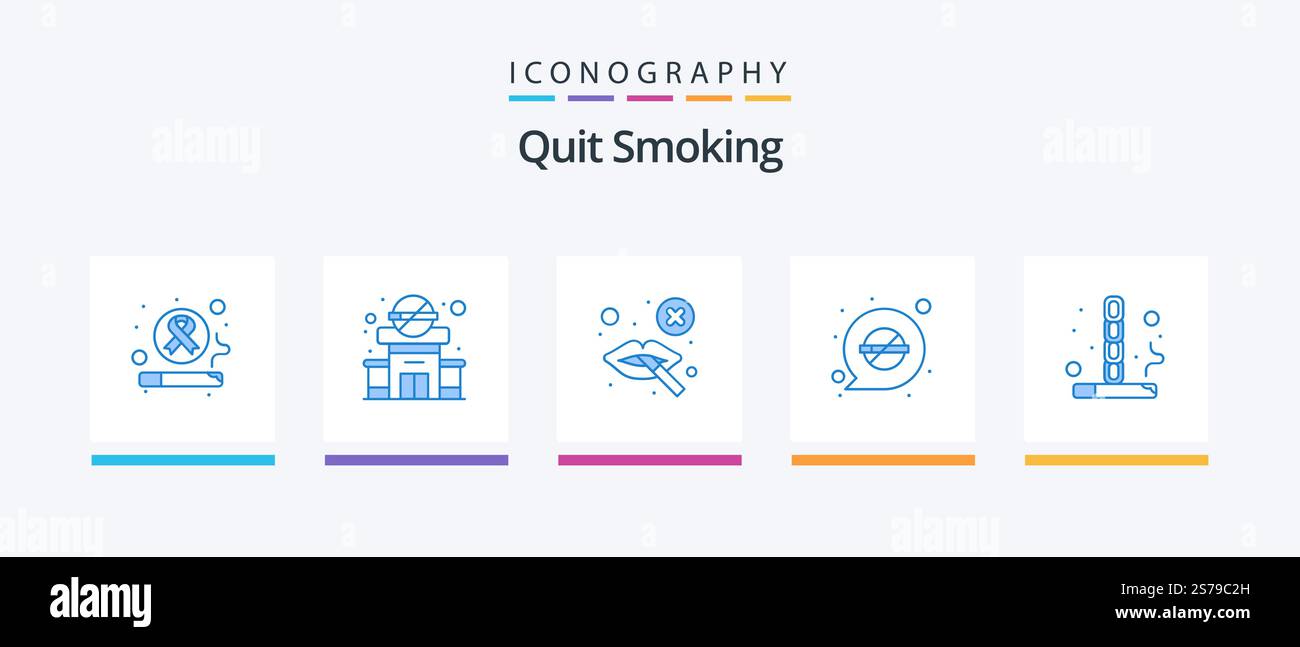 Quit Smoking Blue 5 Icon Pack Including quit. healthy. cigarette ...