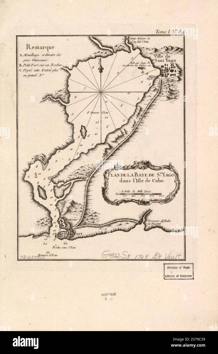 Plan de la baye de St. Yago dans l'isle de Cube. 1764 by Bellin Jacques ...