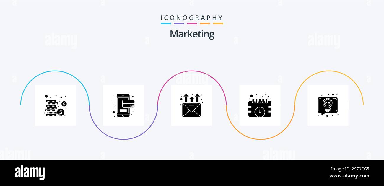 Marketing Glyph 5 Icon Pack Including . idea. promotion. discussion ...