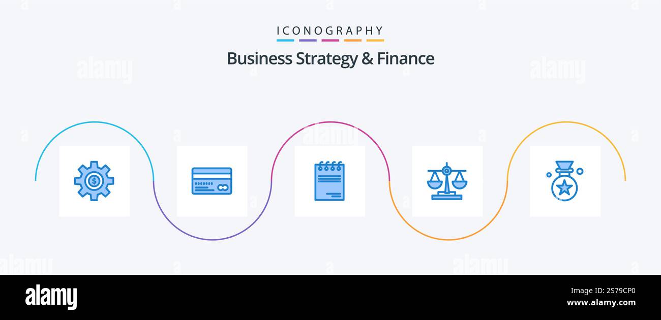 Business Strategy And Finance Blue 5 Icon Pack Including scale. justice ...