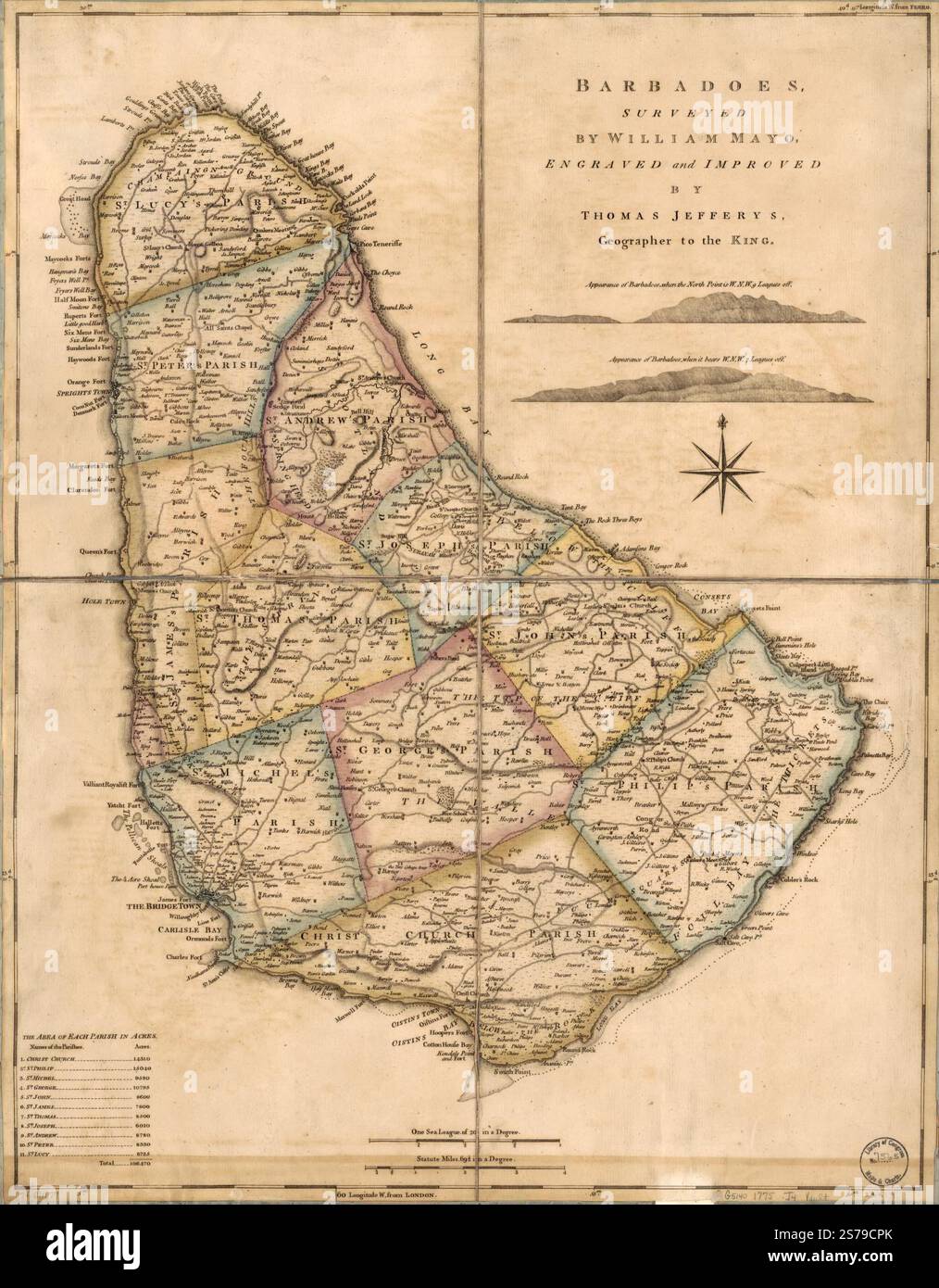 Barbadoes, 1775 by Jefferys Thomas, Mayo William (Surveyor Stock Photo ...