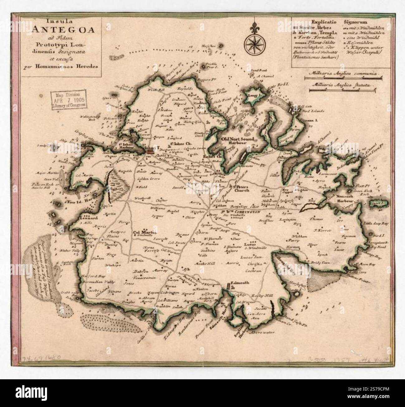 Insula Antegoa ad fidem prototypi Londinensis 1759 by Homann Erben ...