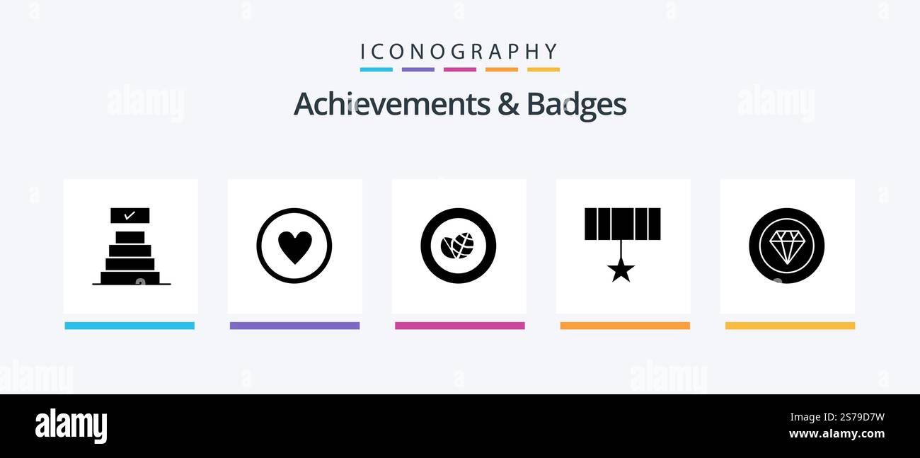 Achievements and Badges Glyph 5 Icon Pack Including jewelry ...