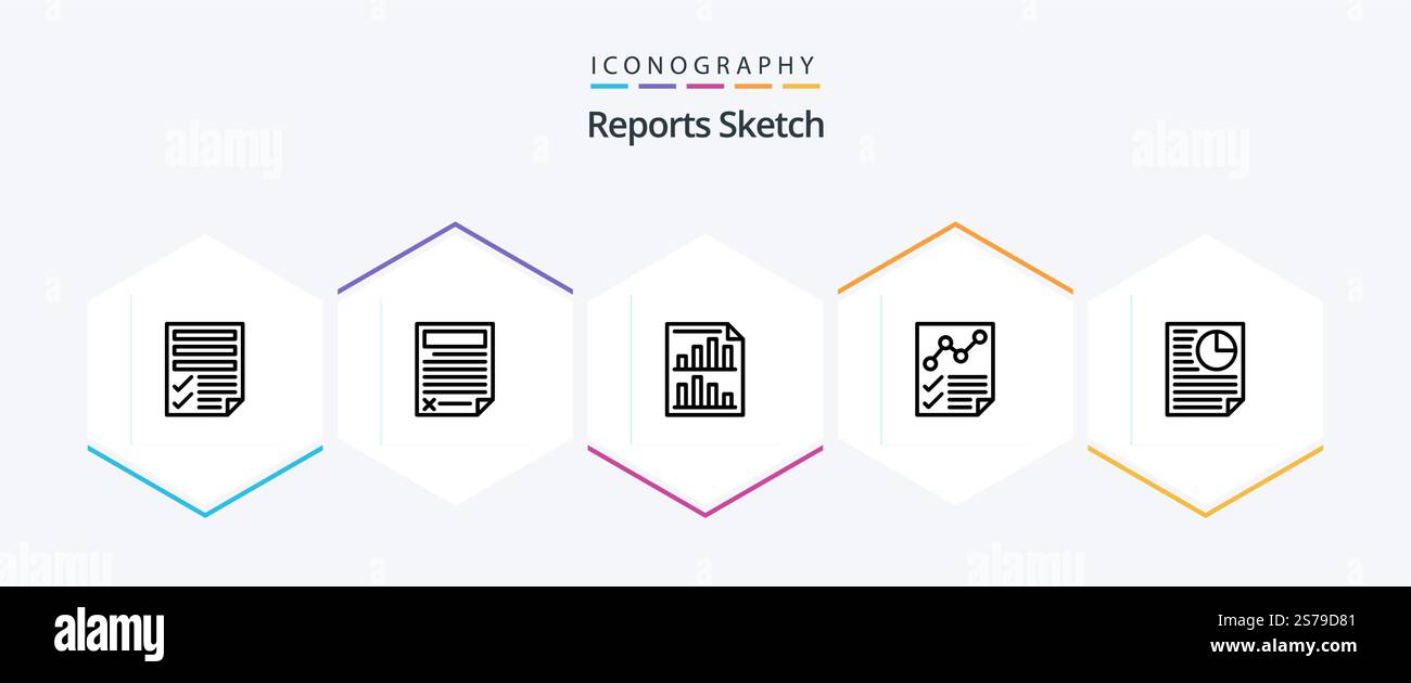 Reports Sketch 25 Line icon pack including document. analytics. page ...