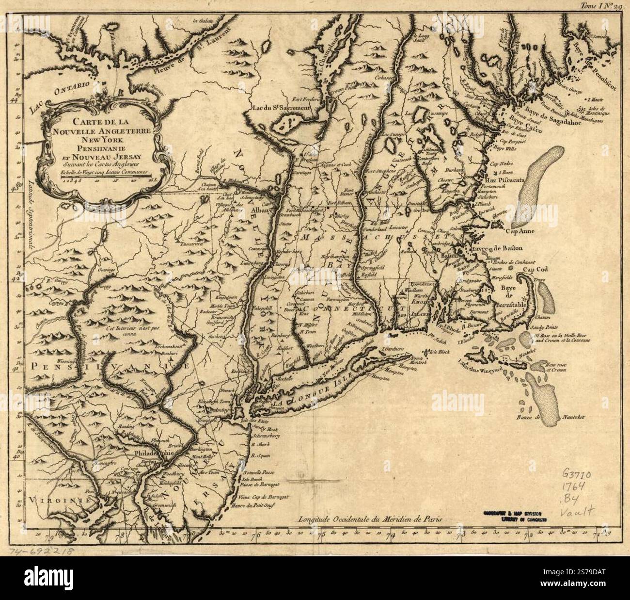 Carte de la Nouvelle Angleterre, New York, Pensilvanie et Nouveau ...