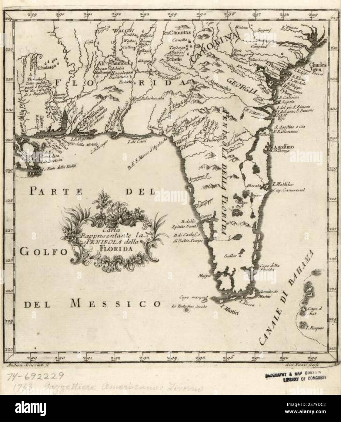 Carta rappresentante la penisola della Florida. 1763 by Scacciati ...