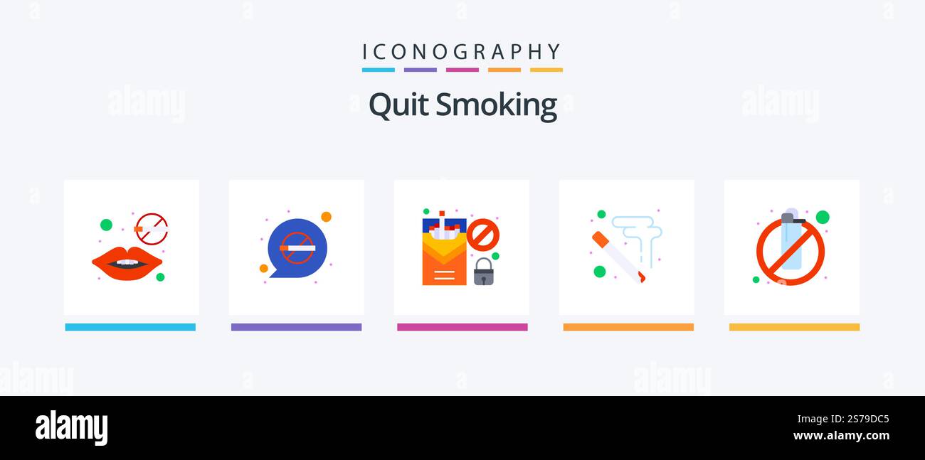Quit Smoking Flat 5 Icon Pack Including fire. stubbed. smoking. smoking ...