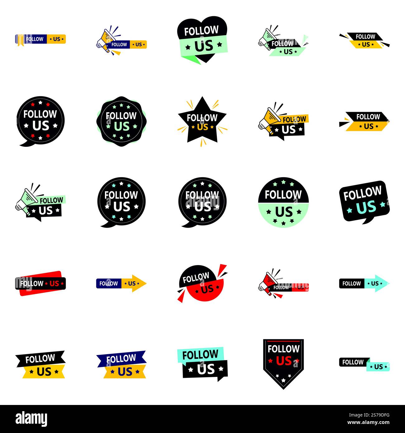 25 Eye-catching Follow Us Banners for YouTube and TikTok Stock Vector ...