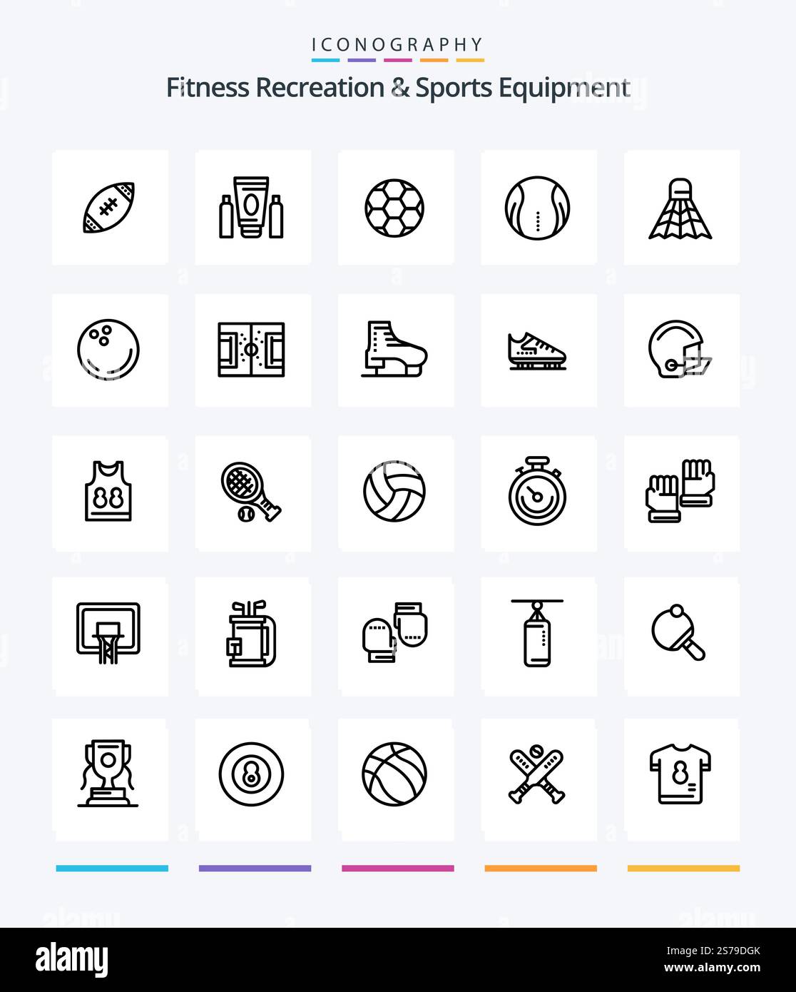 Creative Fitness Recreation And Sports Equipment 25 OutLine icon pack ...
