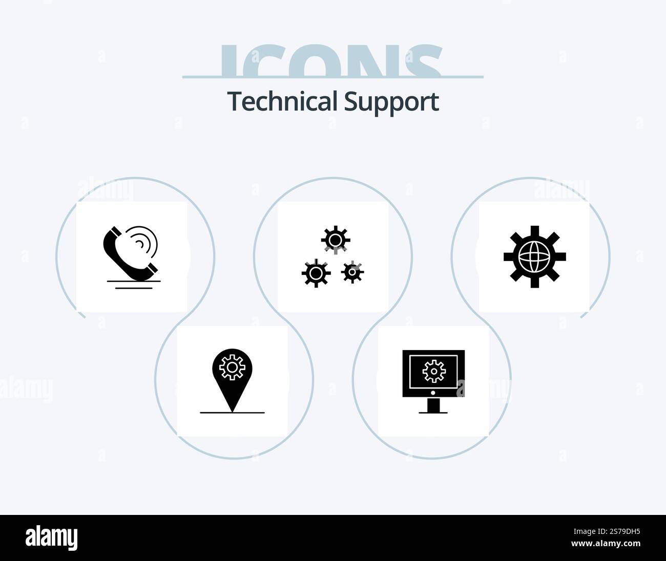 Technical Support Glyph Icon Pack 5 Icon Design. globe. service. call ...