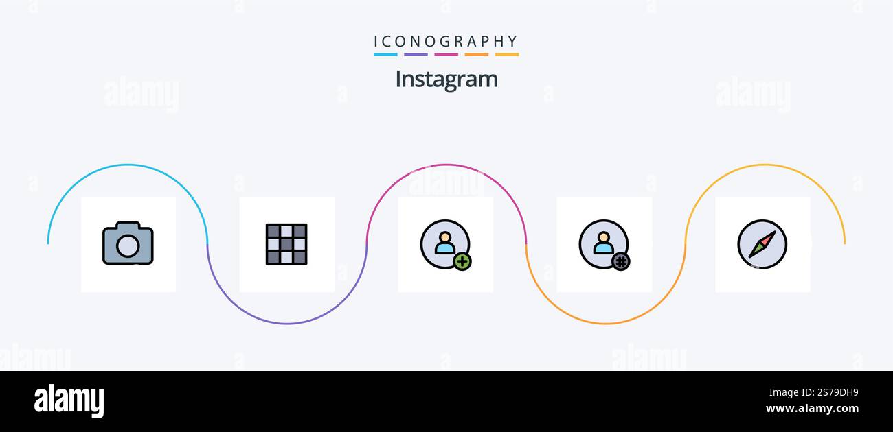 Instagram Line Filled Flat 5 Icon Pack Including navigation. instagram ...