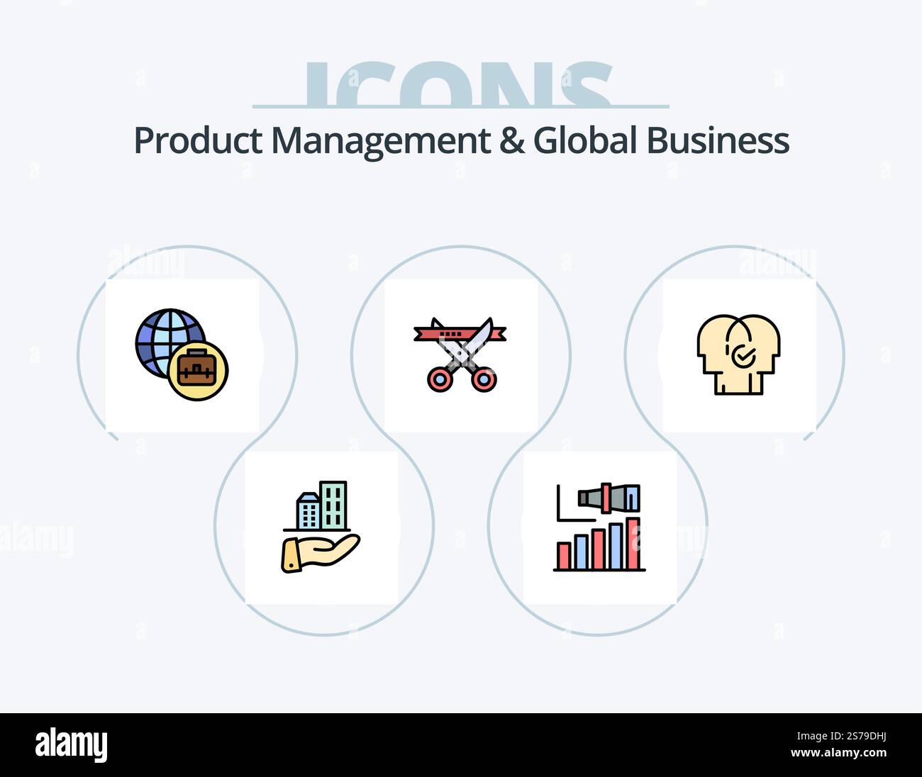 Product Managment And Global Business Line Filled Icon Pack 5 Icon ...