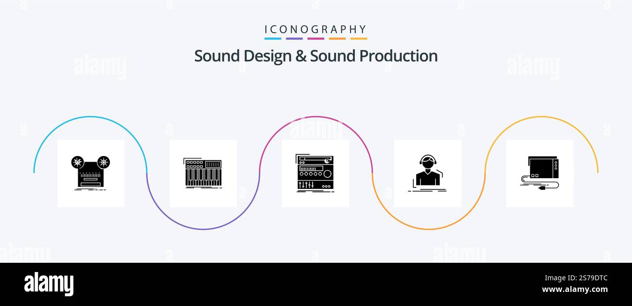 Sound Design And Sound Production Glyph 5 Icon Pack Including listen ...