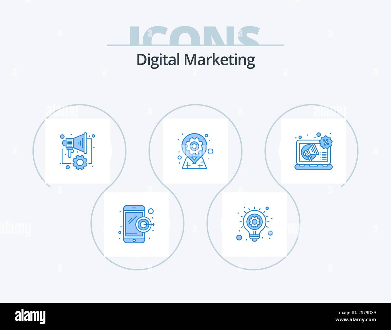 Digital Marketing Blue Icon Pack 5 Icon Design. digital. pin. digital ...