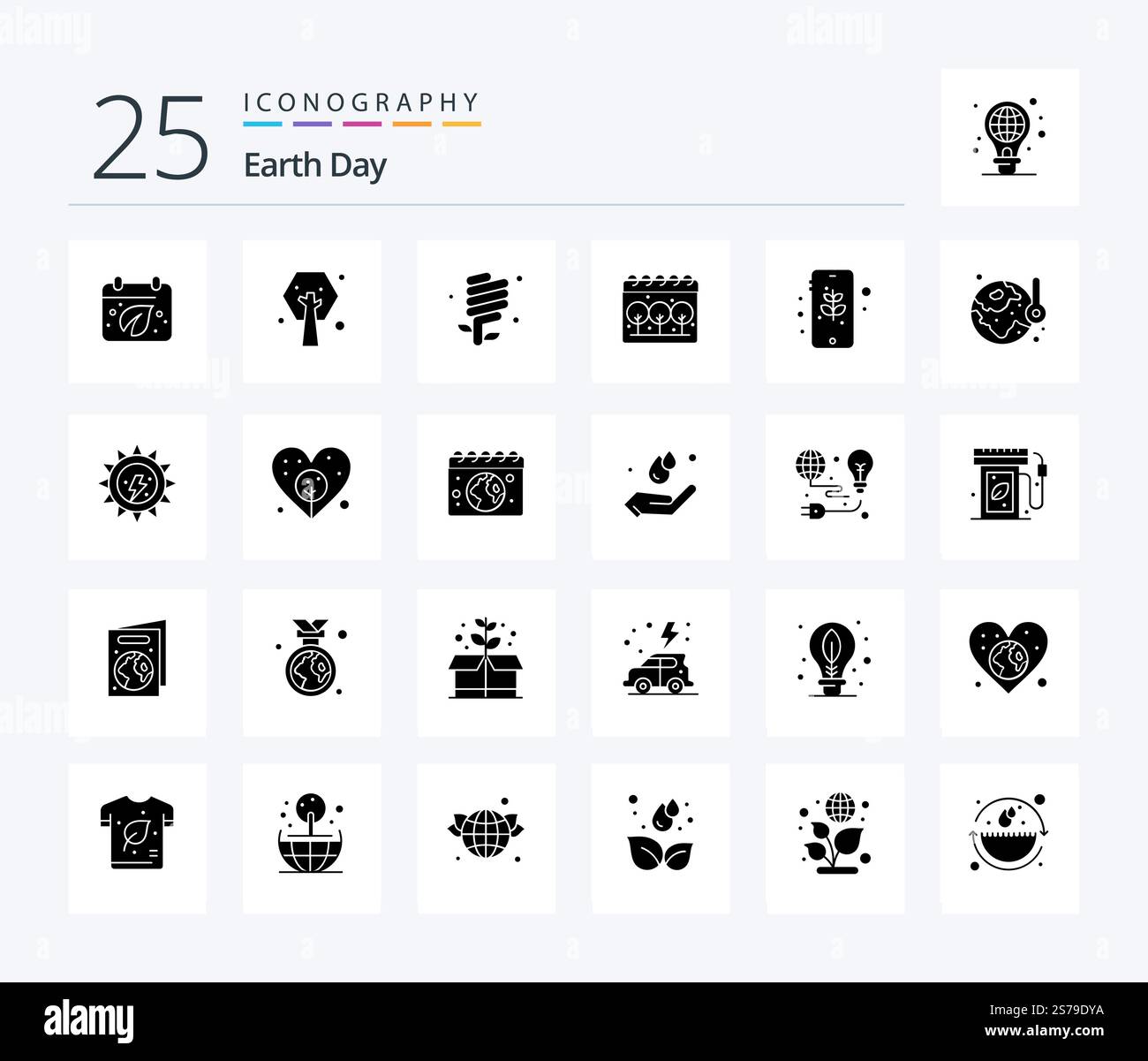 Earth Day 25 Solid Glyph icon pack including eco. green. earth day ...