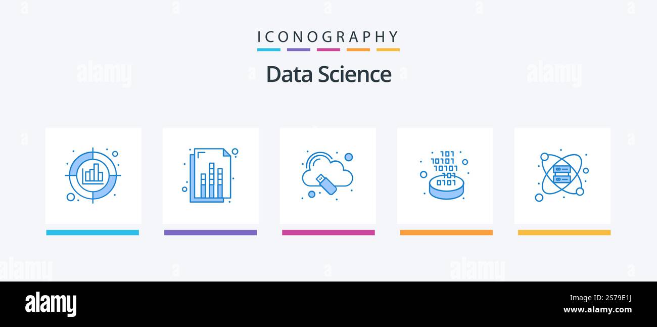Data Science Blue 5 Icon Pack Including rack. gate. cloud. filter. code. Creative Icons Design ...