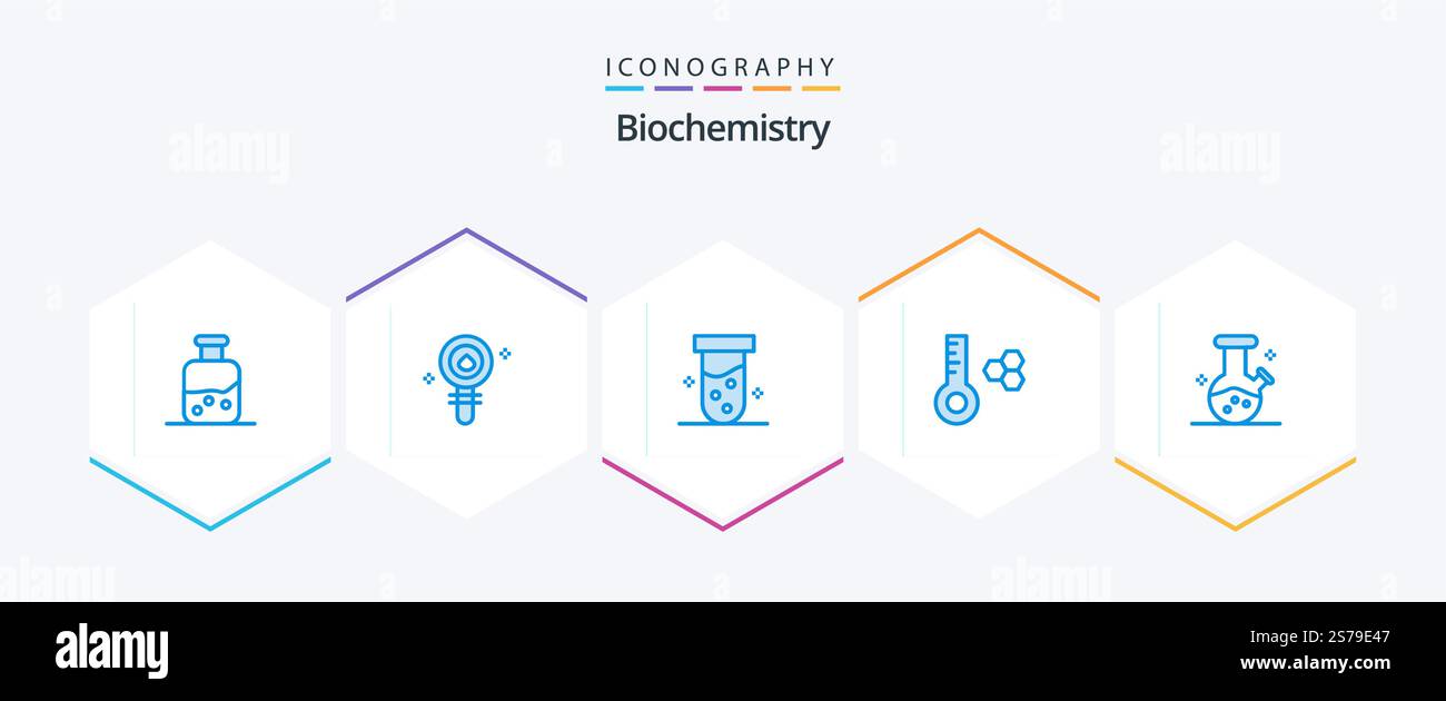 Biochemistry 25 Blue icon pack including lab. thermometer. laboratory ...