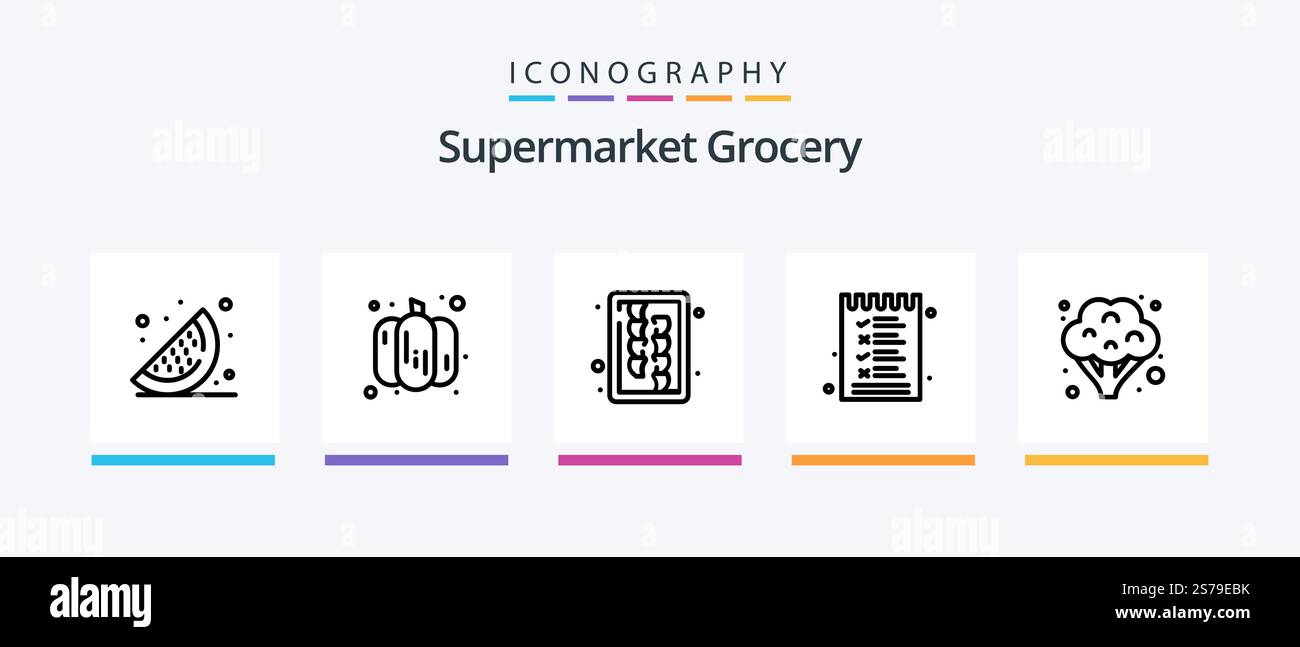 Grocery Line 5 Icon Pack Including checkout. soft drink. grocery. drink ...