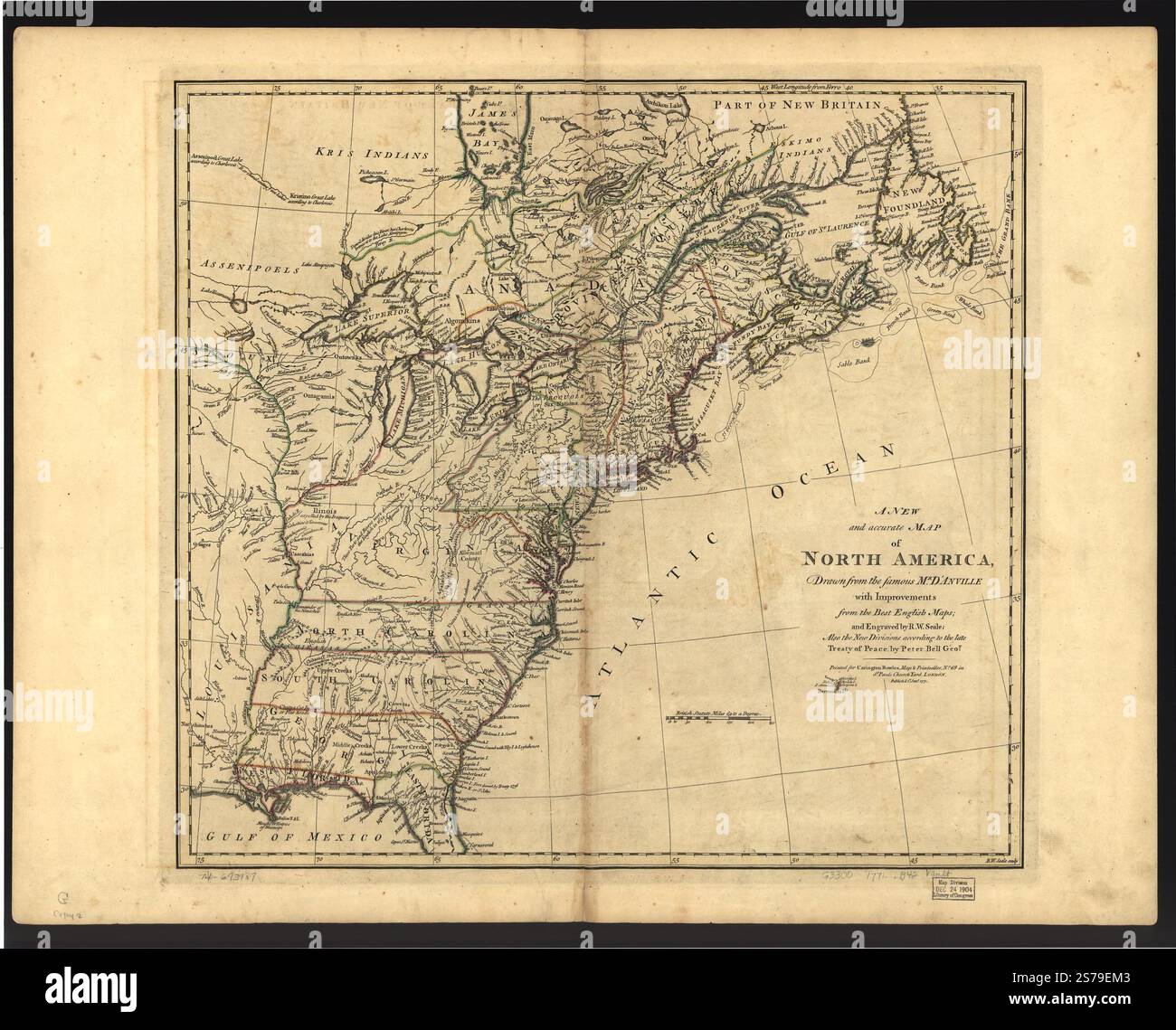 A new and accurate map of North America, 1771 by Bell Peter (Geographer ...