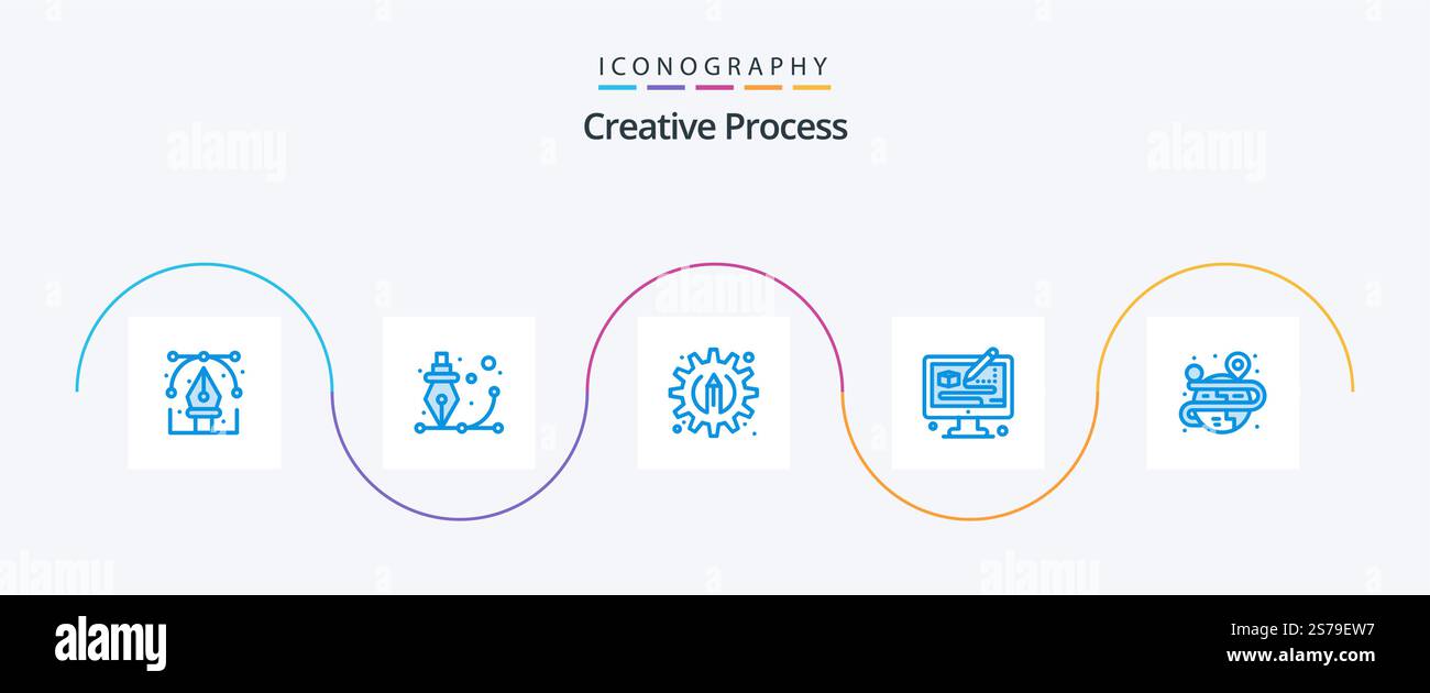 Creative Process Blue 5 Icon Pack Including creative. modeling. pen. process. pencil Stock ...