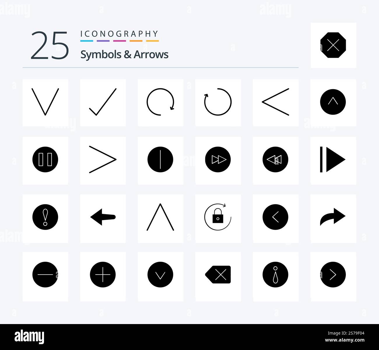 Symbols & Arrows 25 Solid Glyph icon pack including arrow. circle ...