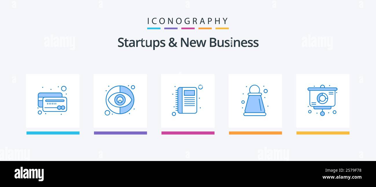 Startups And New Business Blue 5 Icon Pack Including . graph. contacts. analysis. strategy ...