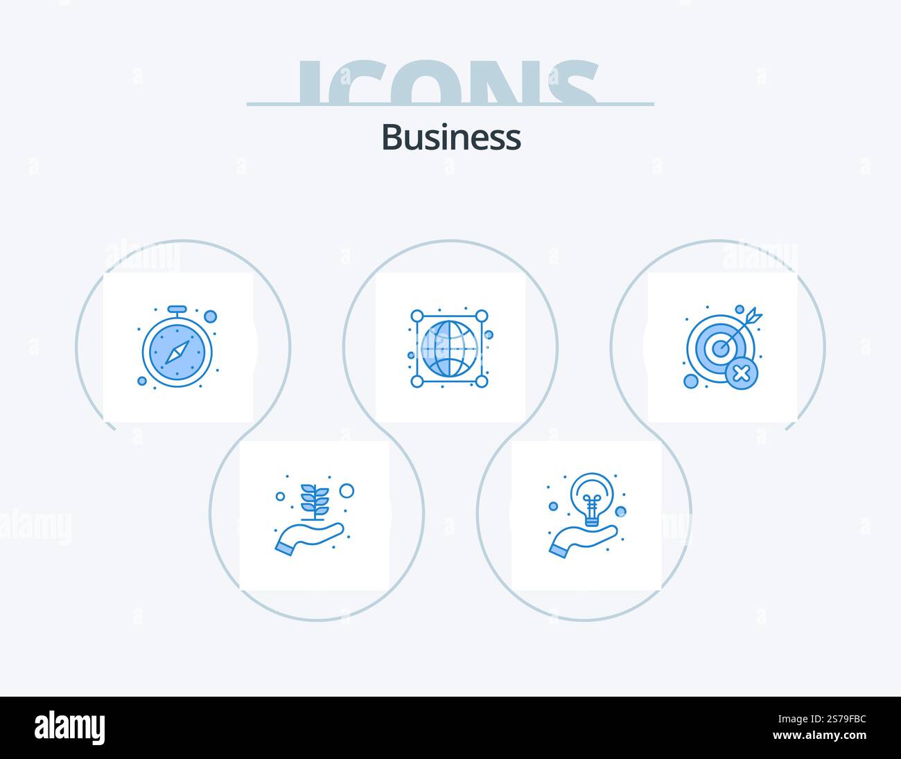 Business Blue Icon Pack 5 Icon Design. mistake. fail. stop watch ...