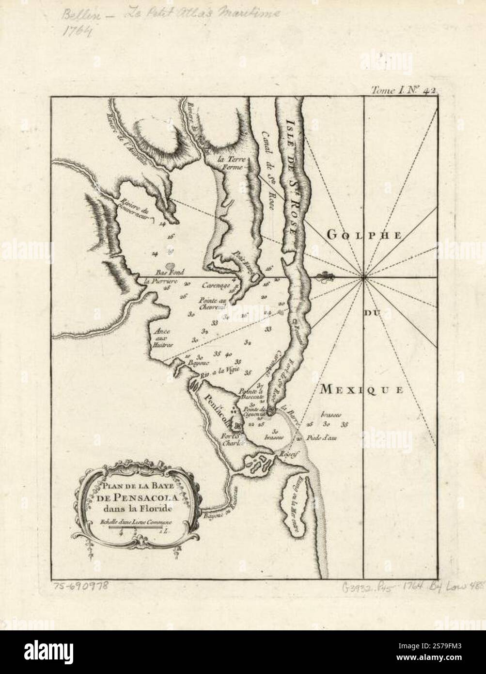 Plan de la baye de Pensacola dans la Floride. 1764 by Bellin Jacques ...