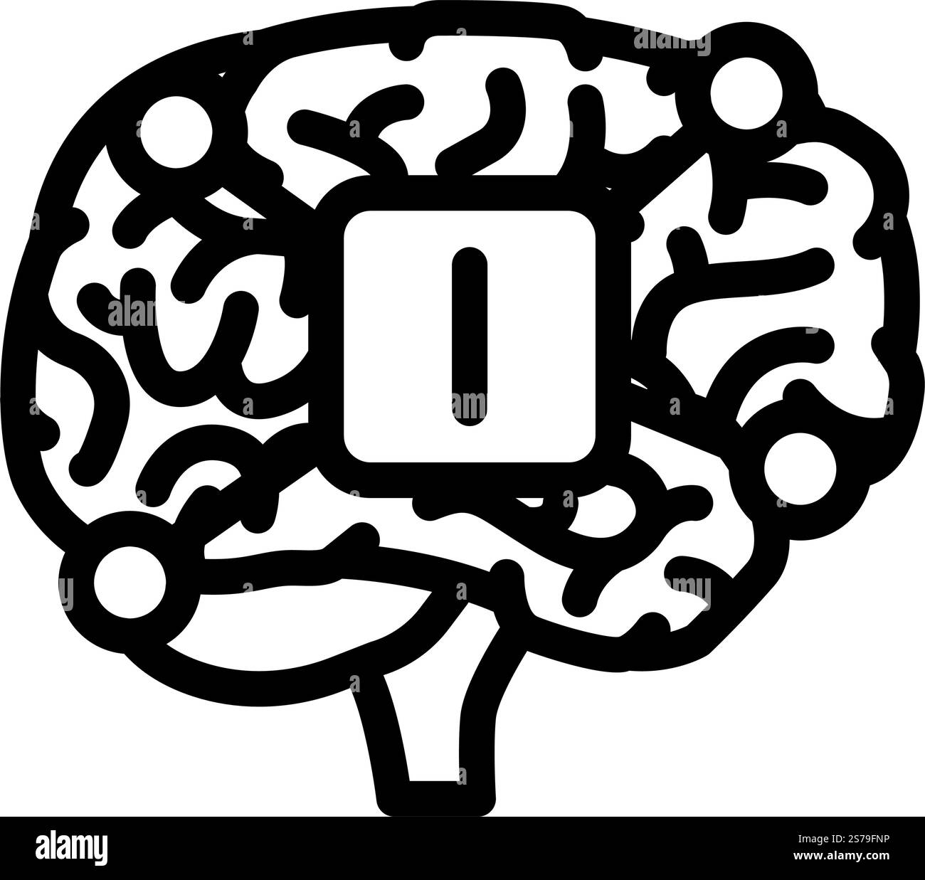 information brain line icon vector. information brain sign. isolated ...