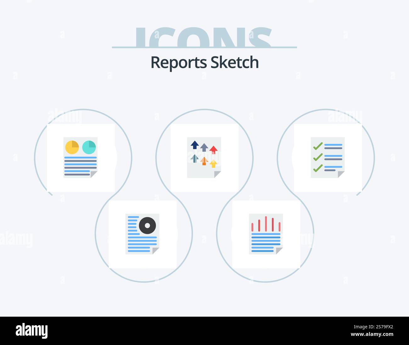 Reports Sketch Flat Icon Pack 5 Icon Design. paper. high. paper check ...