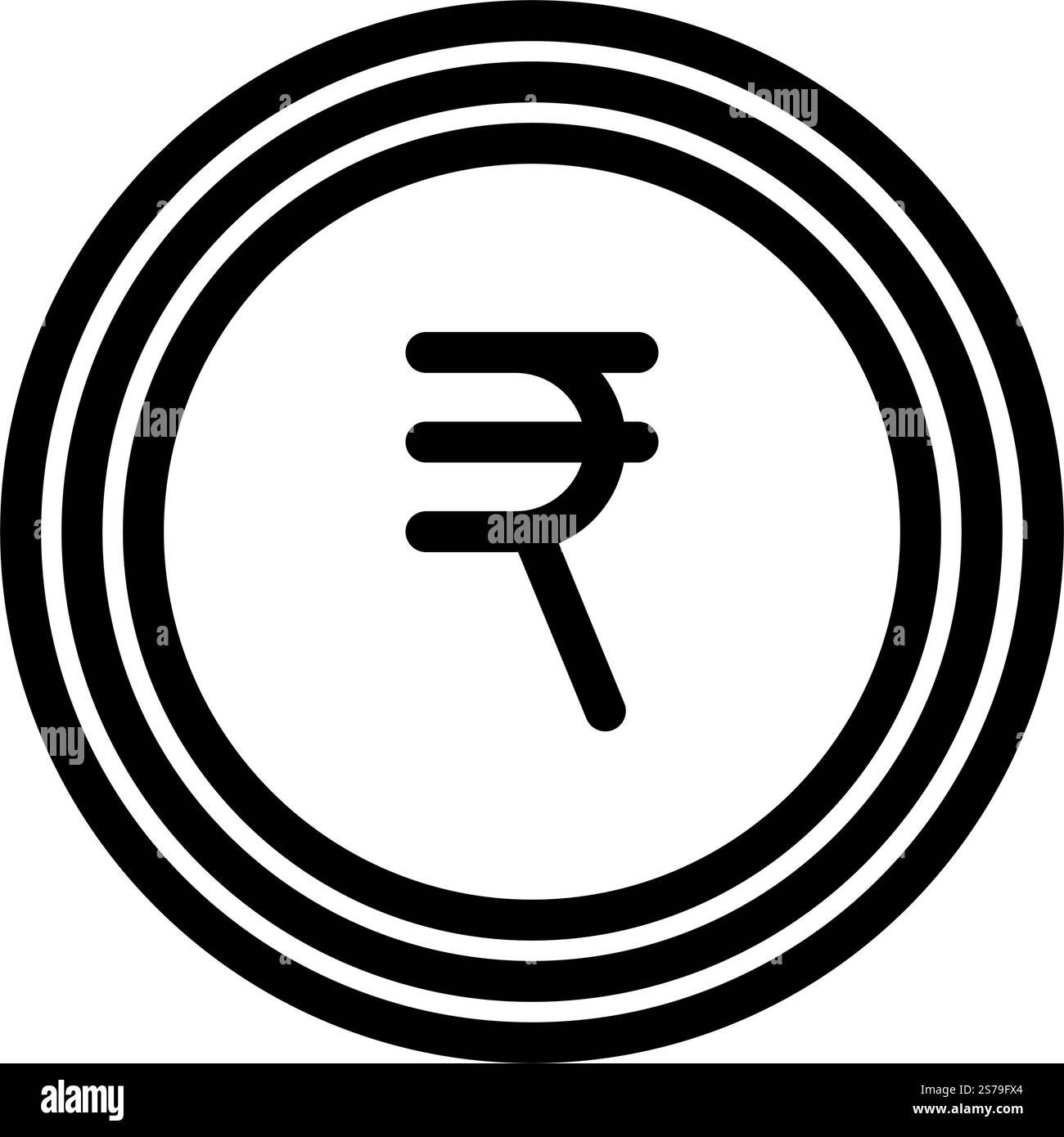 rupee coin line icon vector. rupee coin sign. isolated contour symbol ...