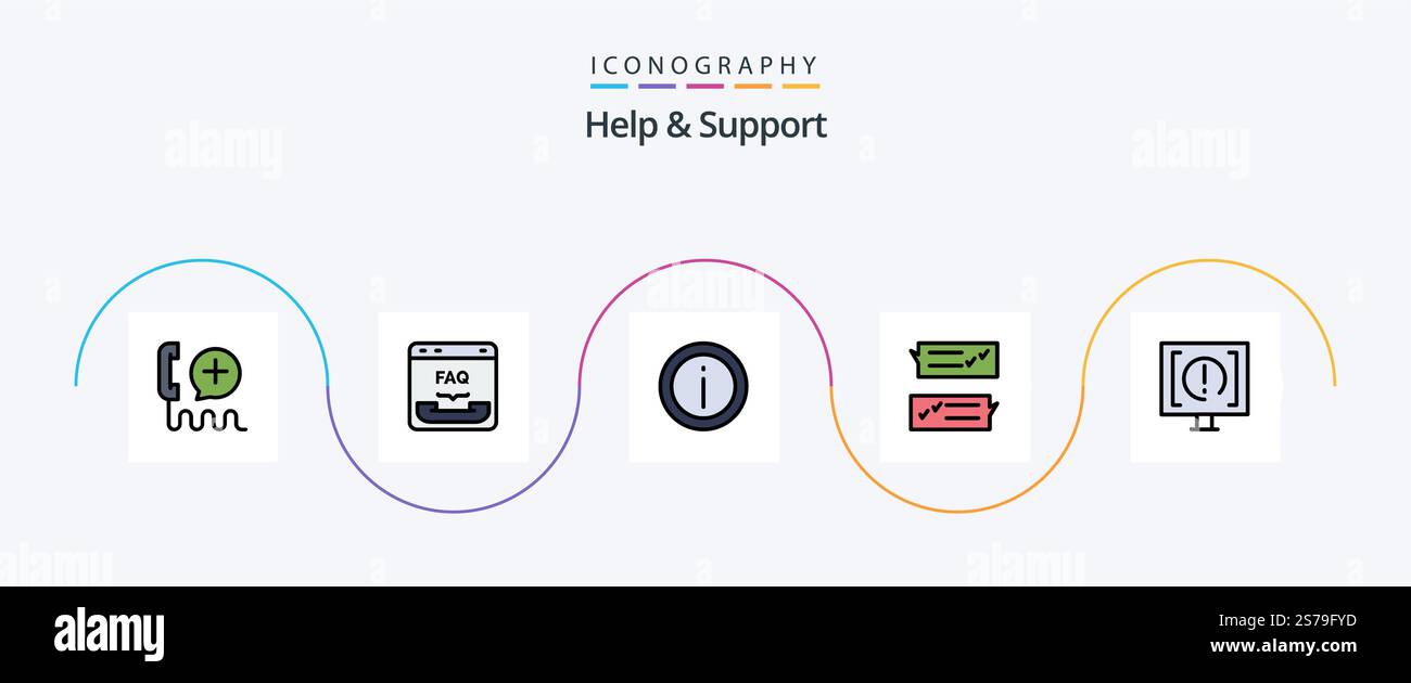 Help And Support Line Filled Flat 5 Icon Pack Including help. chat. faq ...