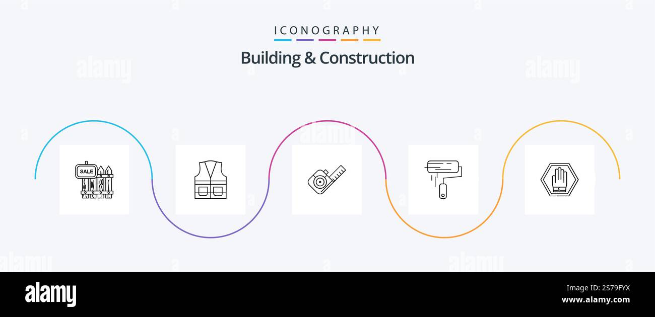 Building And Construction Line 5 Icon Pack Including roller. brush ...