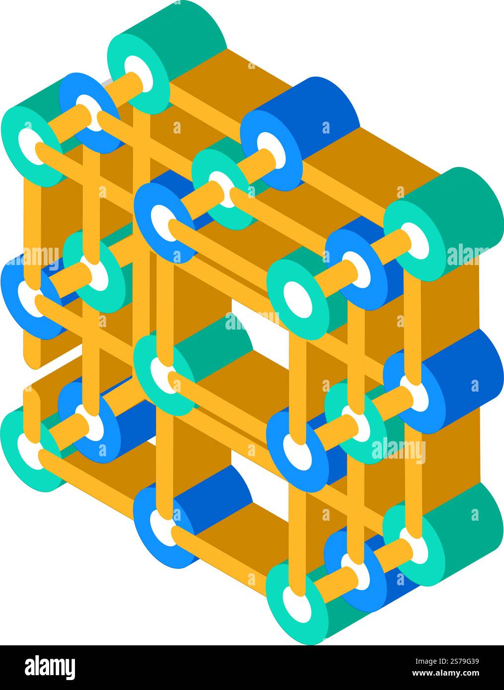 network molecular structure isometric icon vector. network molecular ...