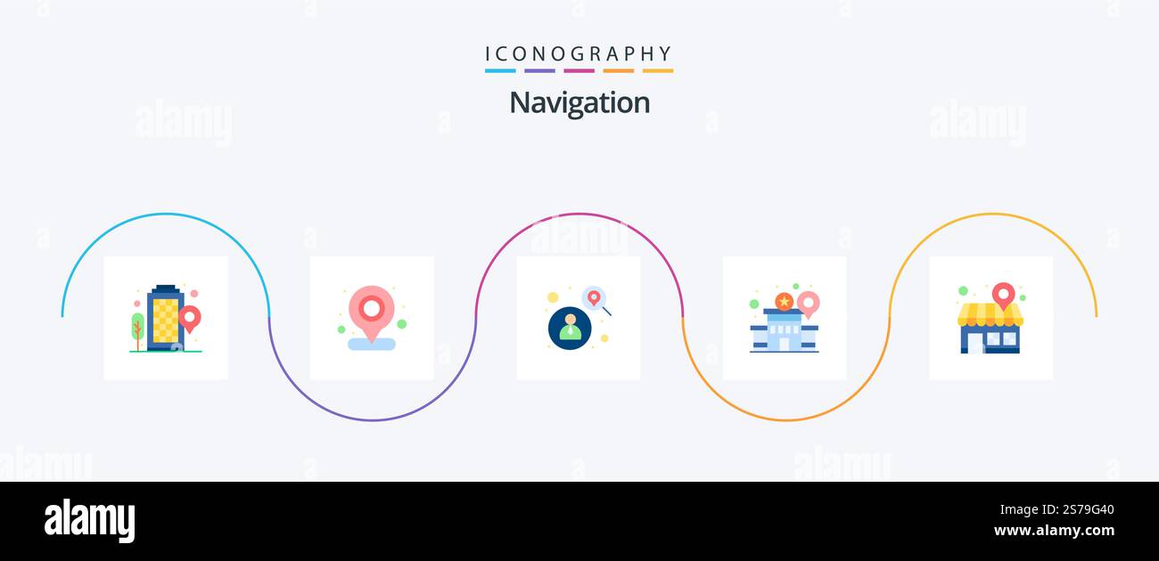 Navigation Flat 5 Icon Pack Including location. station. location ...