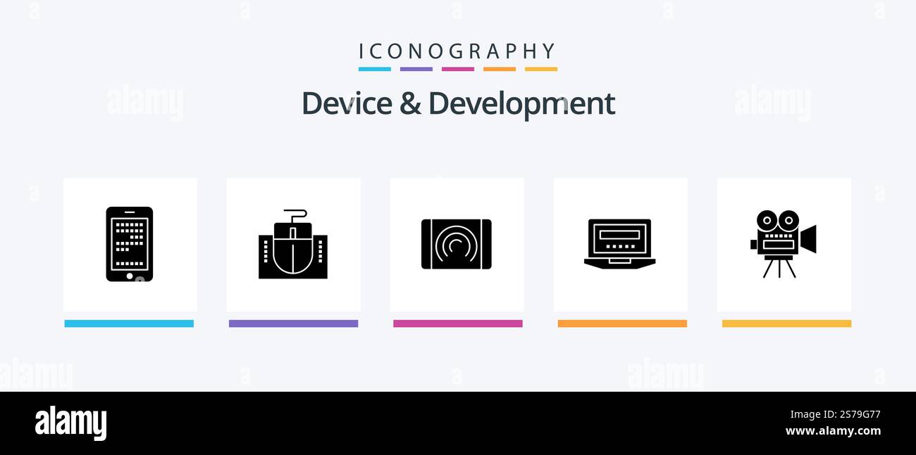 Device And Development Glyph 5 Icon Pack Including movi . education. interaction. hardware ...