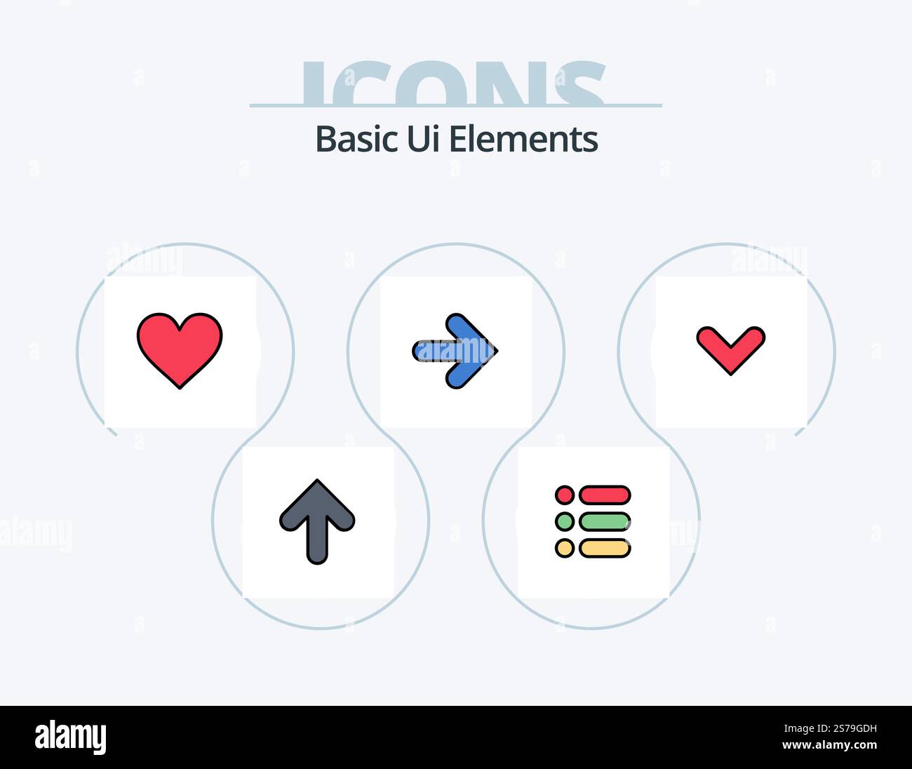 Basic Ui Elements Line Filled Icon Pack 5 Icon Design. task. interface. arrow. information. i ...