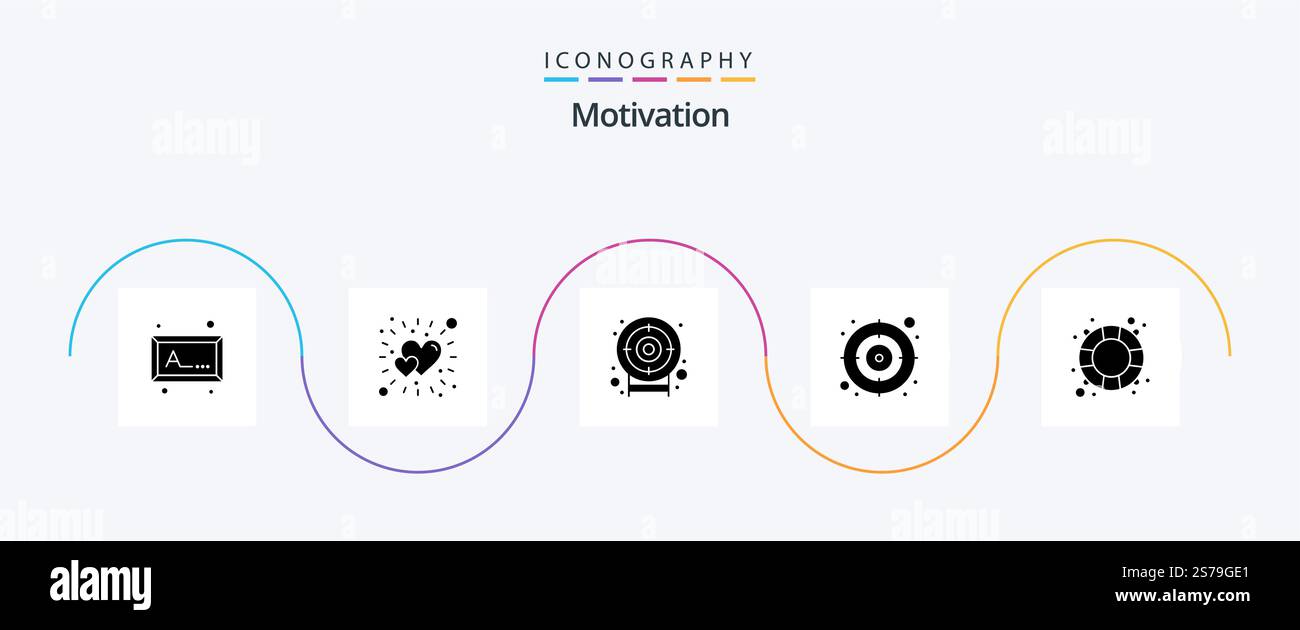 Motivation Glyph 5 Icon Pack Including . salvation. goal. safe. target ...